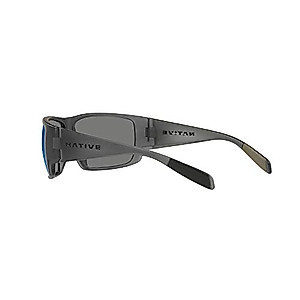 Native Eyewear Sightcaster Rectangular Sunglasses, Matte Smoke Crystal/Blue Reflex Polarized, 64 mm