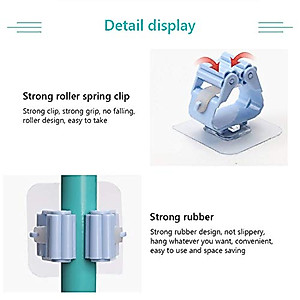 8PCS Broom Holder Wall Mount , No Drilling Self Adhesive Broom Holder, Broom and Mop Organizer Holer Cleaning Supplies Organizer（2Blue/2White/2Pink/2Grey)