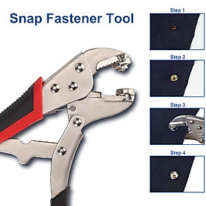 Coowolf Snap Fastener Tool Adjustable Snap Pliers Includes 30 Sets Screw Snaps for Boat Cover, Snap Button Kit Snap Tool for Replacing Metal Snaps, Repairing Boat Covers, Canvas, Tarps