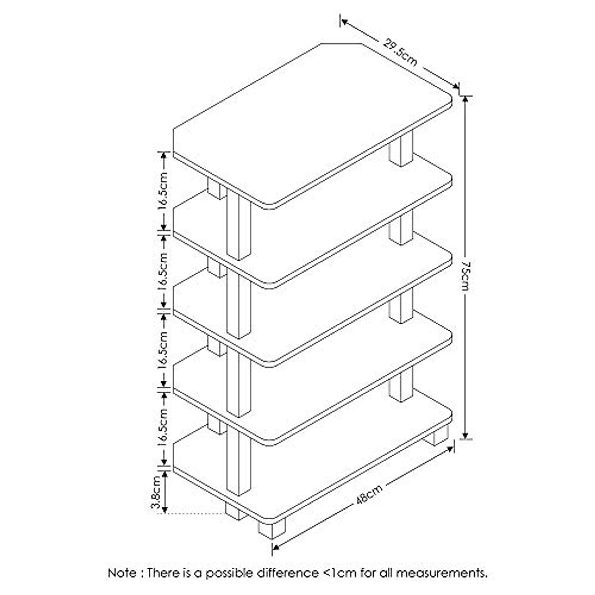 Furinno Turn-N-Tube 5-Tier Corner Storage Shelf, Espresso