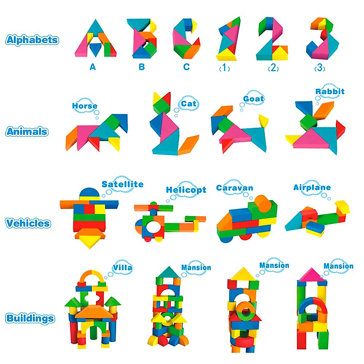 Mini Tudou 137 PCS Foam Blocks for Toddlers, Soft Stacking Building Block Toys Set for Kids, Boys and Girls