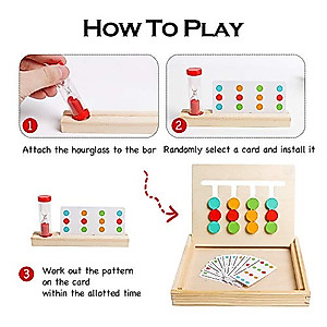 Skrtuan Montessori Learning Toy, Wooden Toys Color Shape Slide Puzzle Matching Brain Teasers Logic IQ Game Montessori STEM Preschool Educational Toys for Toddlers Kids Boys Girls