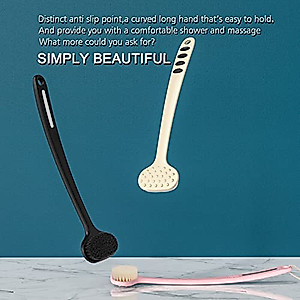 Bath Body Brush with Soft Bristles,Non-Slip Handle Built-in TPR Enhance Grip,15 in Long Handle Gentle Exfoliation Improve Skin's Health and Beauty for Women Men Shower Brushing (Black)