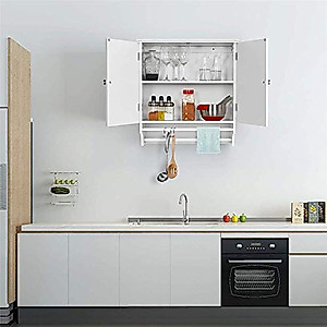 go2buy White Wall Mounted Cabinet Kitchen/Bathroom Wooden Medicine Hanging Storage Organizer