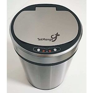 TekMango 12L Smart Touchless Sensor Trash Can for Home Kitchen Bedroom Living Room, 3 Gal Automatic Trash can for Office Hotel Restaurant Resort, Stainless Steel Infrared Motion Dustbin - Silver