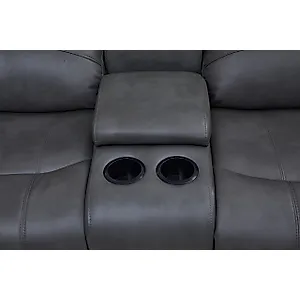 Betsy Furniture Bonded Leather Sectional in Multiple Colors, Sectional with 3 Reclining Seats, Console (Grey, Left Console Sectional)