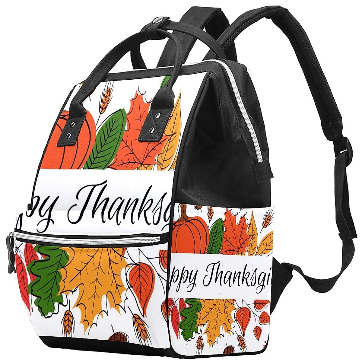 Happy Thanksgiving Day Harvest Pumpkin and Crops Diaper Bag Backpack Baby Nappy Changing Bags Multi Function Large Capacity Travel Bag