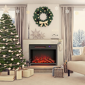 ARLIME 25 Inch Electric Fireplace Inserts in-Wall Recessed and Freestanding Fireplace Heater, 1400W Electric Room Heater Indoor with 3D Adjustable Flame, Remote Control, Thermostat, and Timer