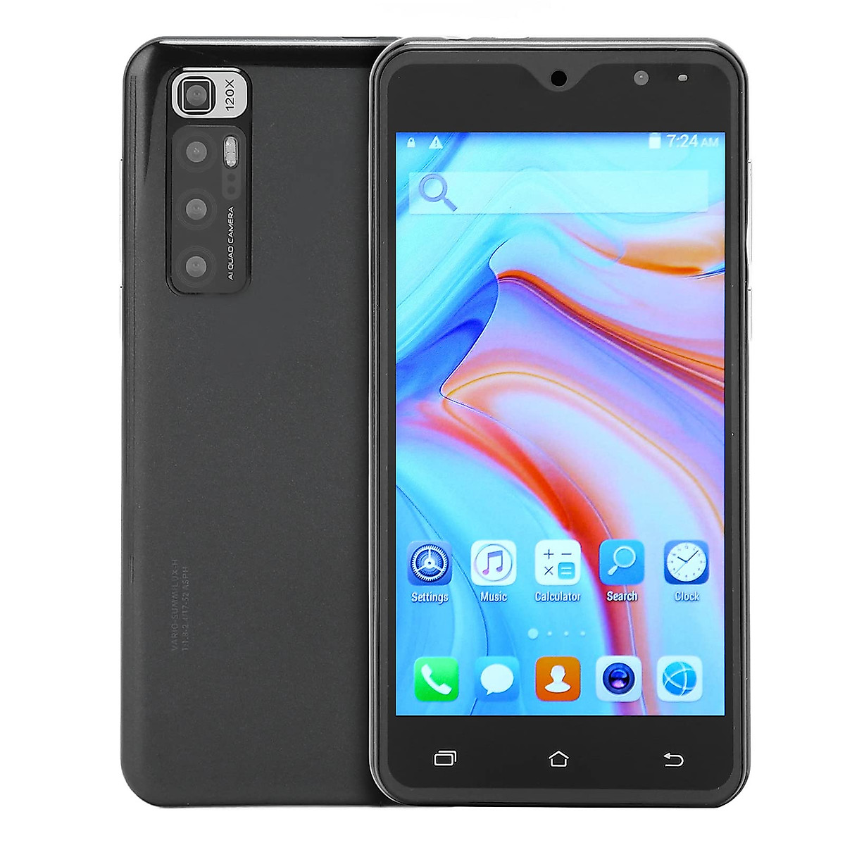 GOWENIC 5in Cellphone for Android11 2.4G 5G WiFi 5MP Front 8MP Rear Camera 4800mAh MT6580 8 Core 2GB RAM 16GB ROM 100‑240V Black Smartphone