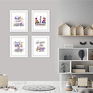 Dignovel Studios Unframed (Set of 4) 8X10 Funny Bathroom Signs Have a Nice Poop Funny Watercolor Wall Art Prints dnc18