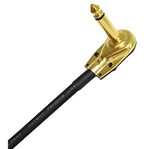 WORLDS BEST CABLES 18 Inch - S-Shaped Pedal, Effects, Patch, Instrument Cable Custom Made Made Using Mogami 2524 Wire and Eminence Gold Plated (6.35mm) R/A Pancake Type Connectors