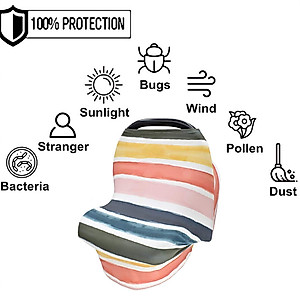 Nursing Cover for Baby Breastfeeding Stretchy Car Seat Canopy for Baby Girls/Boys, Multi-Purpose Soft Breathable Nursing Cover for Shopping Cart, High Chair, Stroller, Baby Shower Gifts(Stripe)