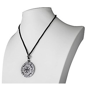 Pewter Celtic Dragon Shield Knot Pendant Necklace