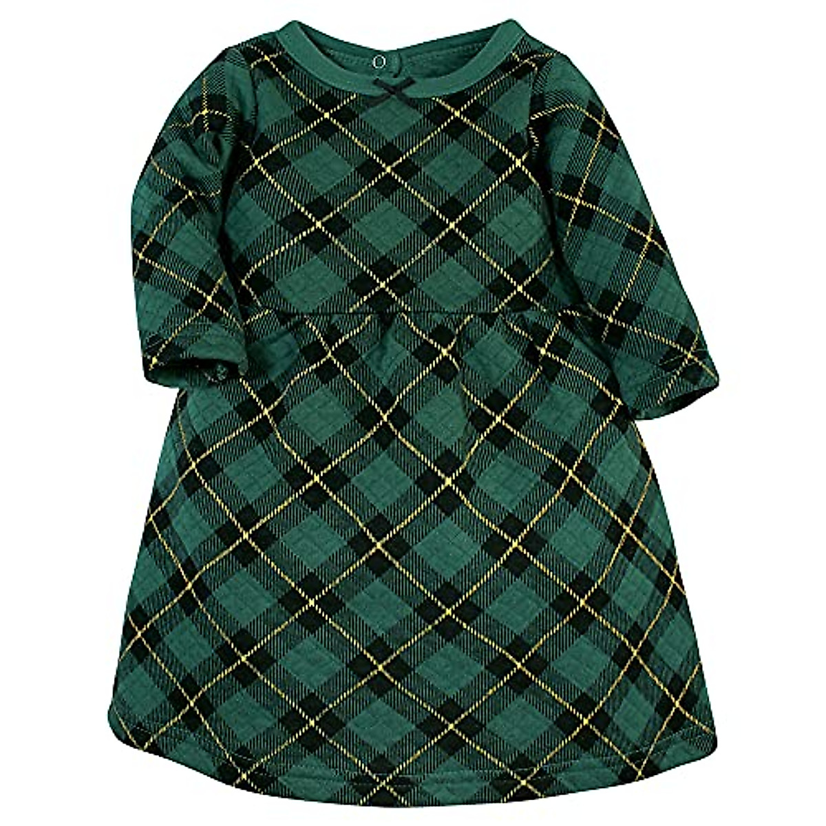 Hudson Baby Infant and Toddler Girl Quilted Cotton Dress and Leggings, Forest Green Plaid, 12-18 Months