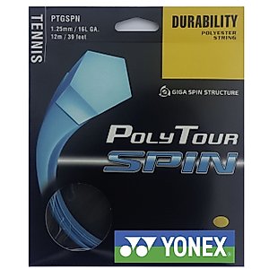 YONEX Poly Tour Spin 125 Tennis String Set, Cobalt Blue