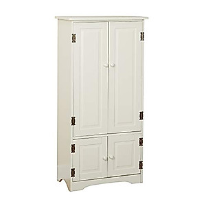 Target Marketing Systems Tall Storage Cabinet with 2 Adjustable Top Shelves and 1 Bottom Shelf, Declutter Organizer for Bedroom, Kitchen, Bathroom or Laundry Room, Winter White