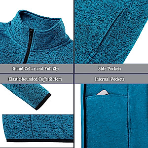 Dolcevida Womens Fleece Jacket Long Sleeve Sweater Fleece Zip Up Speckled Jacket with Pockets (Blue Steel Mix, M)