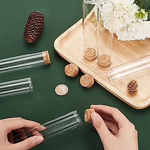 BENECREAT 10 Pack 80ml Flat Glass Test Tube with Cork Stopper Clear Mini Glass Bottles Jars for Lab, Wedding Party Favors, Candy, Spices, Beads