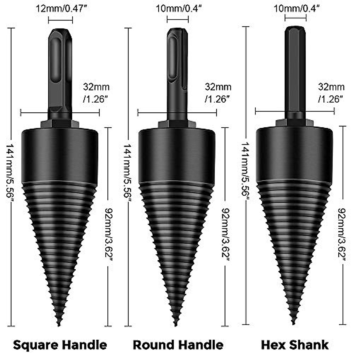 CDIYTOOL Splitting Wood Cone Drill Bit, Heavy Duty Drill Screw Cone Driver-Log Splitter Screw Cone Kindling Firewood Splitter for Household Electric Drill (32/42mm, Drill Bit Set)