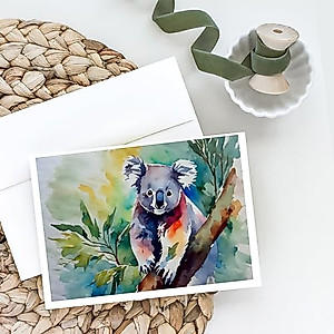 Caroline's Treasures DAC2938GCA7P Koala Greeting Cards Pack of 8 Blank Cards with Envelopes Whimsical A7 Size 5x7 Blank Note Cards