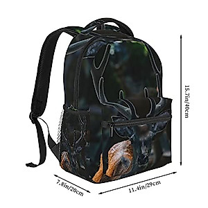 Outdoor Wildlife Deer Antler Lightweight Casual Student Backpack -- Light And Portable, Suitable For School, Work, Weekend Vacation, Travel, 7.8x11.4x15.7 Inch.