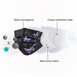 100 Pcs Disposable Face Masks - 3-layer Breathable Color Masks, Comfortable Protective Mouth Cover with Nose Clip,Disposable Colorful Masks for Adults