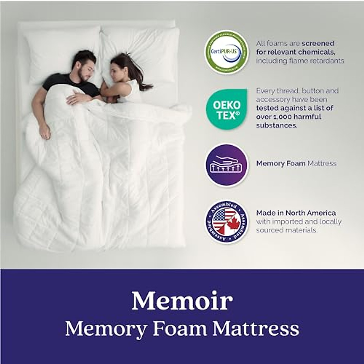 Signature Sleep Memoir 10 Inch Memory Foam Box, Medium, Certipur-US and Oeko-TEX Mattress, Queen, White