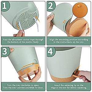 GARDIFE Plant Pots 7/6.5/6/5.5/5 Inch Self Watering Planters with Drainage Hole, Plastic Flower Pots, Nursery Planting Pot for All House Plants, African Violet, Flowers, and Cactus,Green