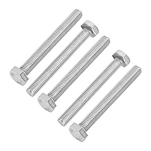 Bettomshin 5Pcs M10 x 85mm Hex Bolts, 304 Stainless Steel 1.5mm Thread Pitch Fully Threaded Metric Hex Head Screw Bolts, Hexagon Screw Bolt, Hex Tap Bolts, Silver (Overall Size 91.5x17x17mm)