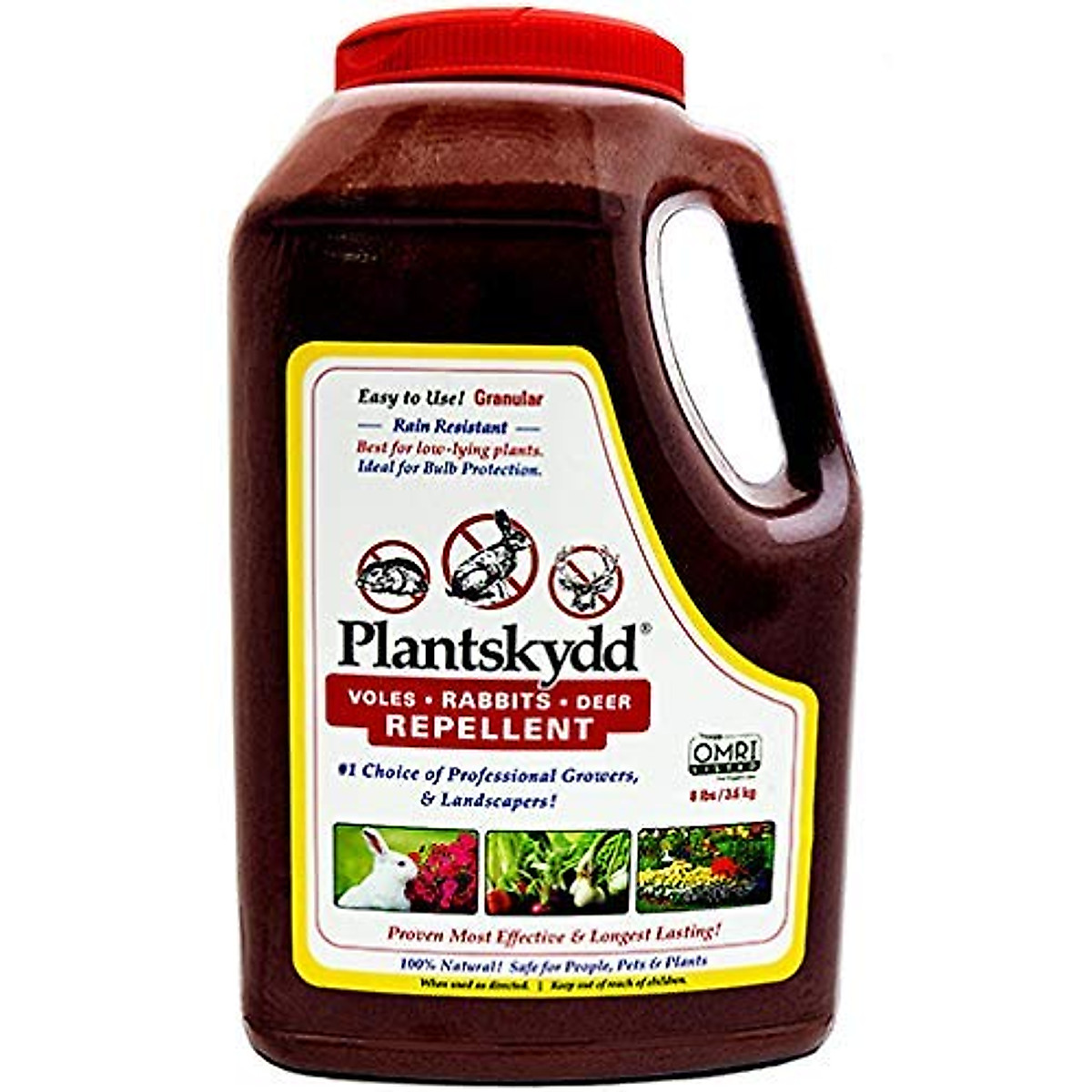 Plantskydd PS-VRD-8 Granular Animal Repellent for Deer, Rabbits and Voles, Also for Deer, elk, Moose, Hares, Voles, Squirrels, Chipmunks and Other Herbivores; 8 LB Granular Shaker Jug (8 lb)