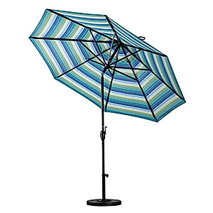 California Umbrella GSPT908117-5439 9' Round Aluminum Market, Crank Lift, Push Button Tilt, Bronze Pole, Sunbrella Navy Patio Umbrella, 9-Feet