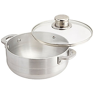 Uniware Aluminum Heavy Gauge Caldero With Glass Lid, Silver, 2 quart