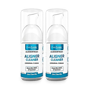 EverSmile AlignerFresh Original Clean - AlignerFresh Cleaning Foam for Invisalign & Clear Trays/Aligners. Cleans, Kills Bacteria, Whitens Teeth & Fights Bad Breath (2 Pack - 25 ml)