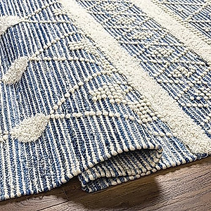 Mark&Day Area Rugs, 8x10 Rolla Global Slate Blue/Cream Area Rug, Grey Blue Beige Carpet for Living Room, Bedroom or Kitchen (8' x 10')