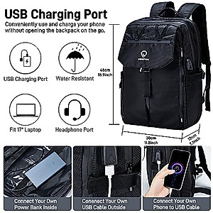 Travel Laptop Backpack Water Resistant Laptop Bag with USB Charging Port, 17 Inch Computer Business Backpack for Men Women Computer Carry On Backpack Durable Work College Business Bag Casual Daypack