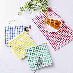 Kitchen Dishcloths 12pcs 11x12 Inches Bulk Cotton Kitchen Dish Cloths Scrubbing Wash Cloths Sets (Mix color)