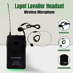 MUSYSIC Pro Wireless Microphone System – Advanced SM Technology, 1/4" TRS & XLR Output - 8 Channel UHF Receiver - 8 Lapel Lavalier - 8 Headset - MU-U8-LL
