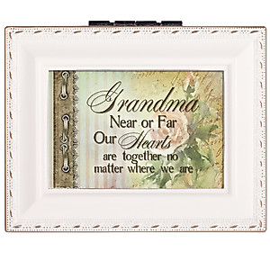 Grandma Hearts Ivory Rope Trim 4.5 x 3.5 Tiny Square Jewelry Keepsake Box
