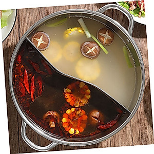 Stainless Steel Mandarin Pot Wok Pan with Lid Nonstick Cookware Ramen Hot Pot Chinese Divided Hotpot Divided Hotpot Pot Shabu Hot Pot Silver Practical Hot Pot Soup Pot Split