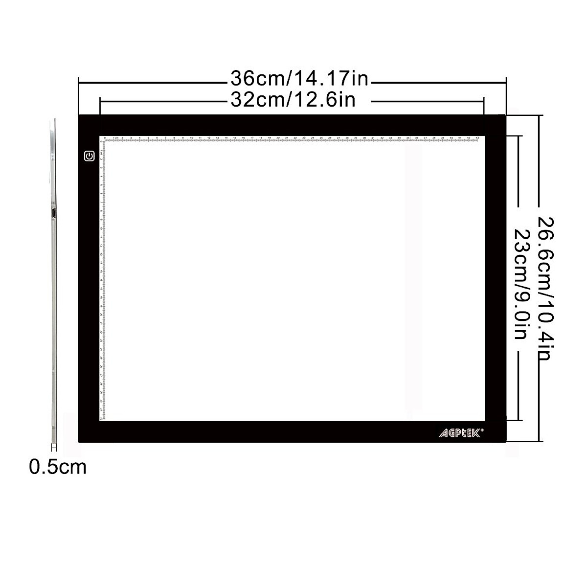 AGPtek New A4 LED Artcraft Tracing Light Pad Extra Large Active Area Ultra-Thin Stepless Brightness Control Tatoo Pad Animation, Sketching, Designing, X-ray Viewing W/USB Adapter (PSE Approval)