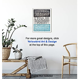 God Wall Decor - Religious Wall Decor - Spiritual Christian Gifts for Women, Men - Catholic Gifts - Funny Christian Wall Art - Inspirational Quotes Wall Decor Sign - Faith Wall Decor - Light Blue