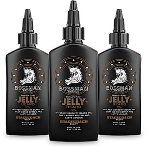Bossman Jelly Beard Oil - Beard Growth Softener and Moisturizer Care - Larger 4oz, Bottle - 3 Pack Kit - Made in USA (Stagecoach Scent)