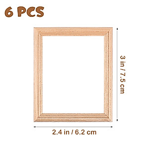 Exceart 6Pcs 1/12 Wood Dollhouse Furniture Unfinished Mini Photo Frame Artificial Miniature Scene Model DIY Wall Art Painting Toys for Nursery Room Photo Props