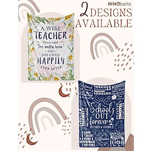 InnoBeta Teacher Retirement Gifts for Women, Bed Flannel Plush Blankets (50"x 65") - A Wise Teacher
