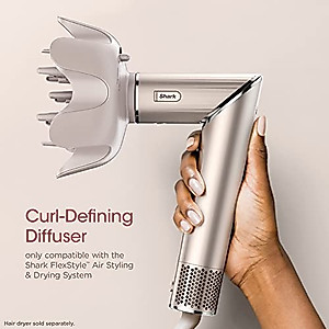 Shark XSKHD4DA FlexStyle Curl-Defining Diffuser, Attachment for Shark FlexStyle Blow Dryers, Styling Tool for Wavy, Curly, and Coily Hair, Enhance Natural Curls, Extendable Prongs, Stone