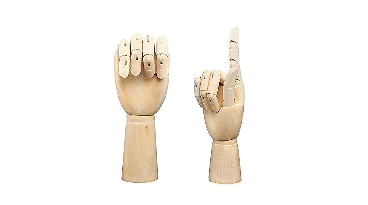 Posable Wood Hand Mannequin - 10" Artist Drawing Model