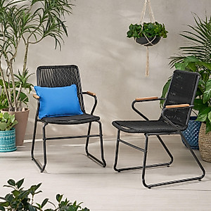 Christopher Knight Home Modern Rope Weave Club Chair (Set of 2), Black and Natural