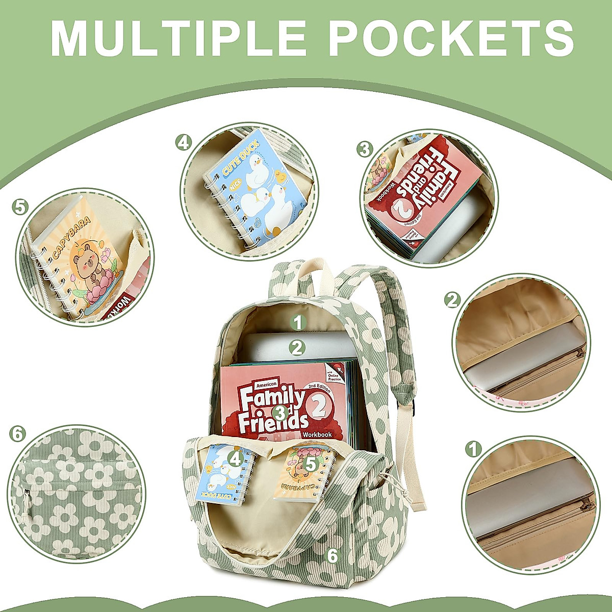 Bluboon School Backpack Teens Girls Boys Kids School Book Bags with Lunch Box Pencil Bag (White)