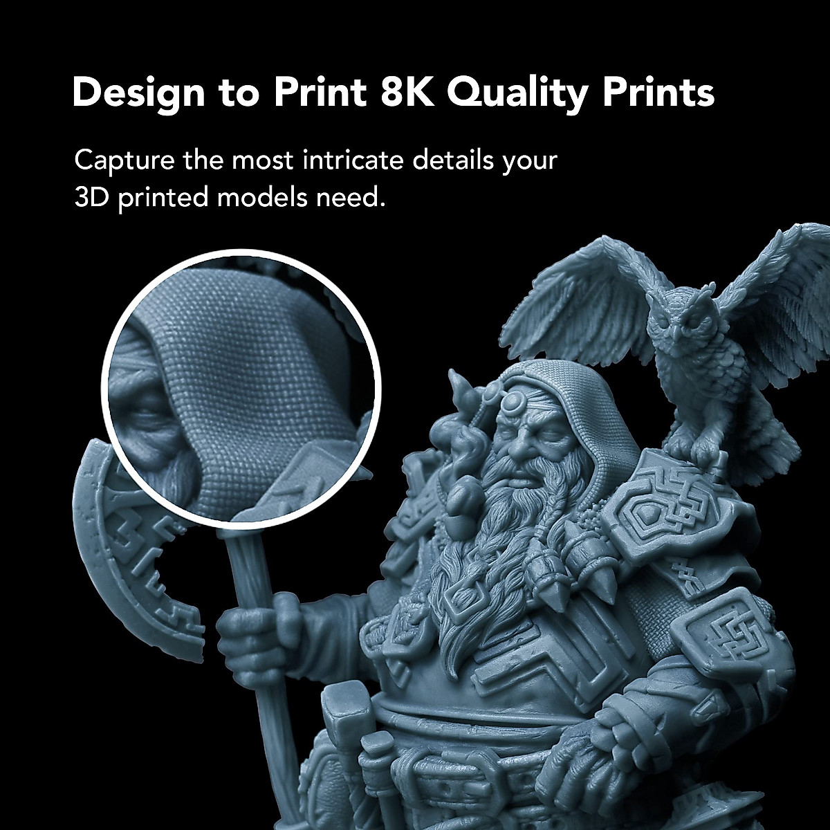 phrozen Aqua-Gray 8K 3D Printing Resin, Designed to Showcase Highly Detailed 3D Models & Works Best with 8K 3D LCD Printers (1KG)