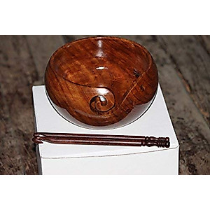 DAHLIA GOODS Wooden Yarn Bowl 6x3 Inch, Knitting and Crochet Rosewood Bowl, Made From Sturdy Wood For Yarn Storing